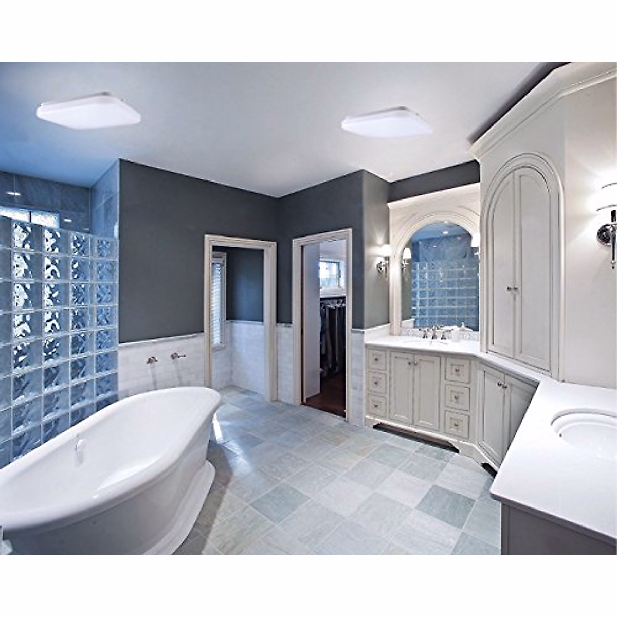 LIT-PaTH Square LED Flush Mount Ceiling Light Fixture, 12 Inch 22.5W, Dimmable, 1680 Lumen, ETL Qualified, 5000K-Daylight White