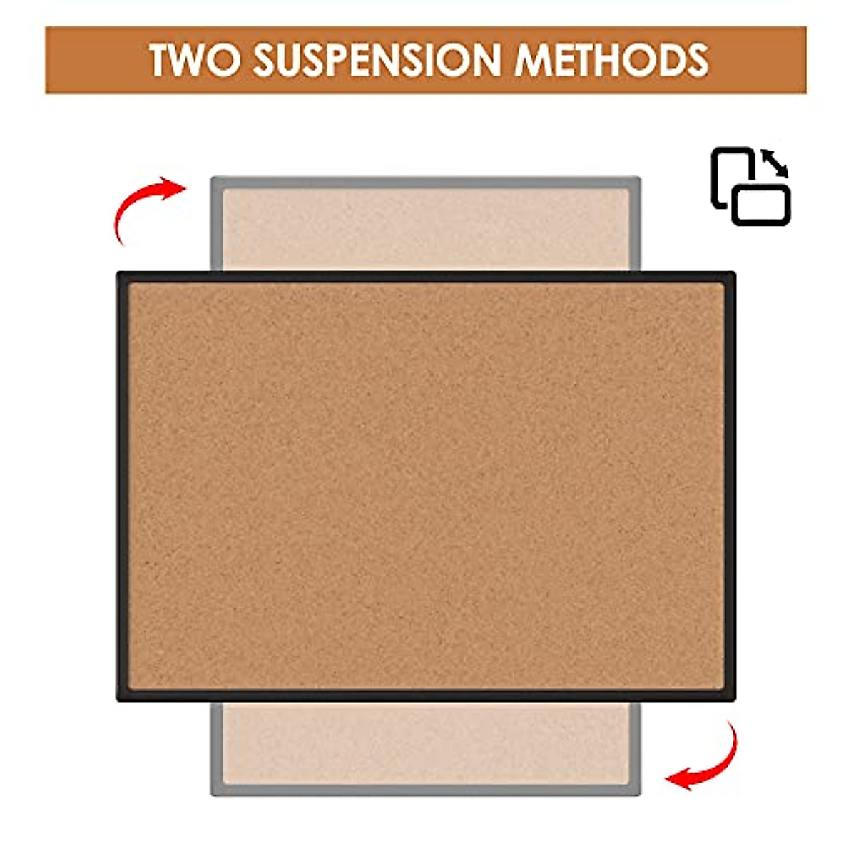 Board2by Cork Board Bulletin Board 48 x 36, Black Aluminium Framed 4x3 Corkboard, Office Board for Wall Cork, Large Wall Mounted Notice Pin Board with 18 Push Pins for School, Home & Office