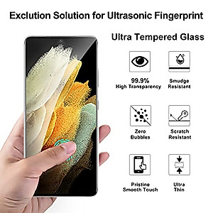 Ni-SHEN 3 Pack【Auto Alignment】 S21 Ultra Glass Screen Protector 3D Curved Tempered Glass Shield Support Fingerprint Unlocking, Scratch & Impact Protection, Full HD Clear & Smooth Touch (transparent)