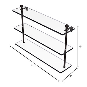Allied Brass MA-5/22 Mambo Collection 22 Inch Triple Tiered Glass Shelf, Oil Rubbed Bronze