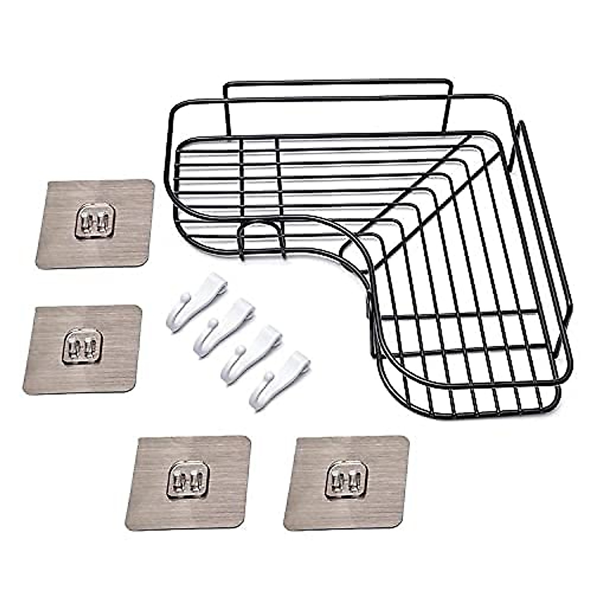 NC Corner Shower Caddy Shelf,Bathroom Organizer,Wall Mounted Bathroom Shelf with Adhesive,Storage Organizer for Toilet, Dorm and Kitchen Black