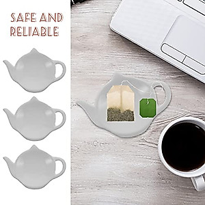 Ipetboom Jewelry Stand Teapot Shaped Tea Bag Holder 4pcs Ceramic Teabag Coaster Caddy Saucer Seasoning Dish Snack Plate Spoon Rests Bracket Jewelry Ring Dish for Tea Time Ring Holder