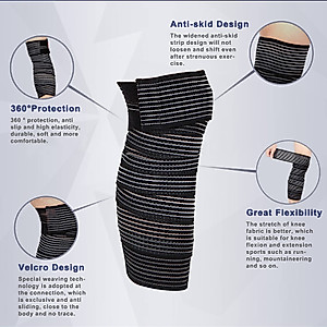 Sports Knee Wraps (Pair) Weight Lifting, Gym Workout, Cross Training WODs,Fitness & Powerlifting - Knee Straps Squats - Compression & Elastic Support (Black)