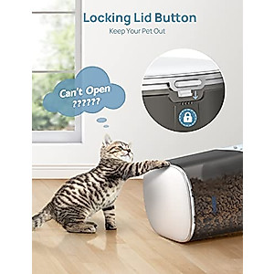 Rellorus Automatic Cat Feeders, 5L/21Cups Pet Food Dispenser for Two Cats, Timed Cat Feeder with Double Bowls, 48 Portions 6 Meals Per Day for Cat and Dog, 10s Meal Call