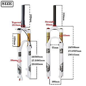 Jejy Suspension Fork 26/27.5/29 XC Mountain Bike Straight Tube/Tapered Tube Magnesium Alloy Front Forks Air MTB Bicycle Accessories (Color : Straight Remote Lockout, Size : 29)