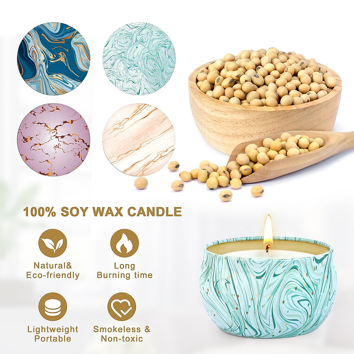 Christmas Candle Gifts - Scented Candles Gifts Set for Women, 4 Packs Aromatherapy Candles for Home Scented, 120H Long Burning Natural Soy Wax Candles Set for Birthday, Mother's Day, Valentine's Day