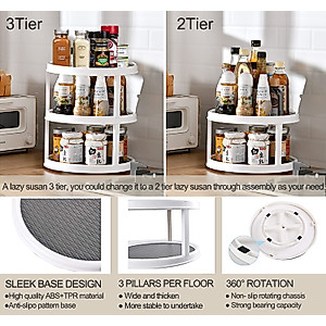 12 inch Diameter Turnable Lazy Susan Spice Rack Organizer for Large Cabinet, Kitchen Dining Table Refrigerator Bathroom Organization (Gray)