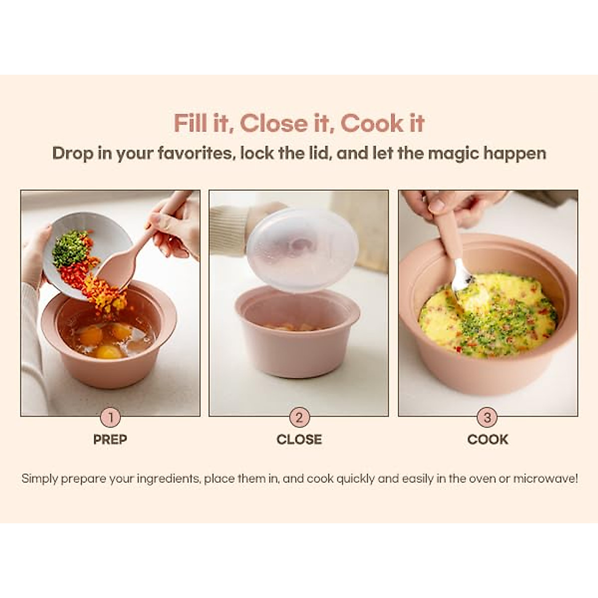 AGUARD MOMOBIN Microwave Silicone Steamer for Baby Food, Dishwasher & Oven Safe to 482°F, Easy Clean, Korea Made (Terracotta Rose, 27.1oz (800ml))