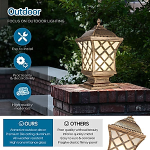 CGJDZMD Outdoor Column Lights, Modern Column Lamp Waterproof Glass Post Lights Outdoor Aluminum Fence Post Light Fixtures for Villa Garden Park Lighting Bronze Pillar Lights(Bulb not Included)