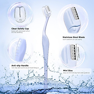 Eyebrow Razor Mini Eyebrow Razor Trimmer Female Face Shaver Lip Hair Remover with Precision Cover Small Shaver for Women Makeup Face Care Tools(Clear, Clear Purple, Light Blue)