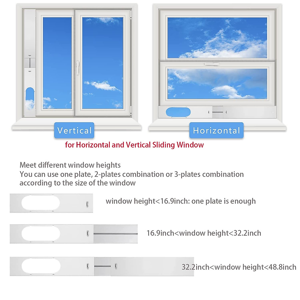 FFXWTSF Portable AC Window Kit, Air Conditioner Window Kit with Coupler Adjustable Window Seal Suitable for 5.9"/15cm Hose…