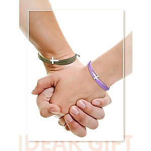 Yinkin 12 Pcs Cross Bracelet for Women and Men Cross Adjustable Nylon Rope Christian Handmade Braided Bracelet for Teens Handmade Christian Jewelry Wish Bulk Cross Bracelets(Multicolor)