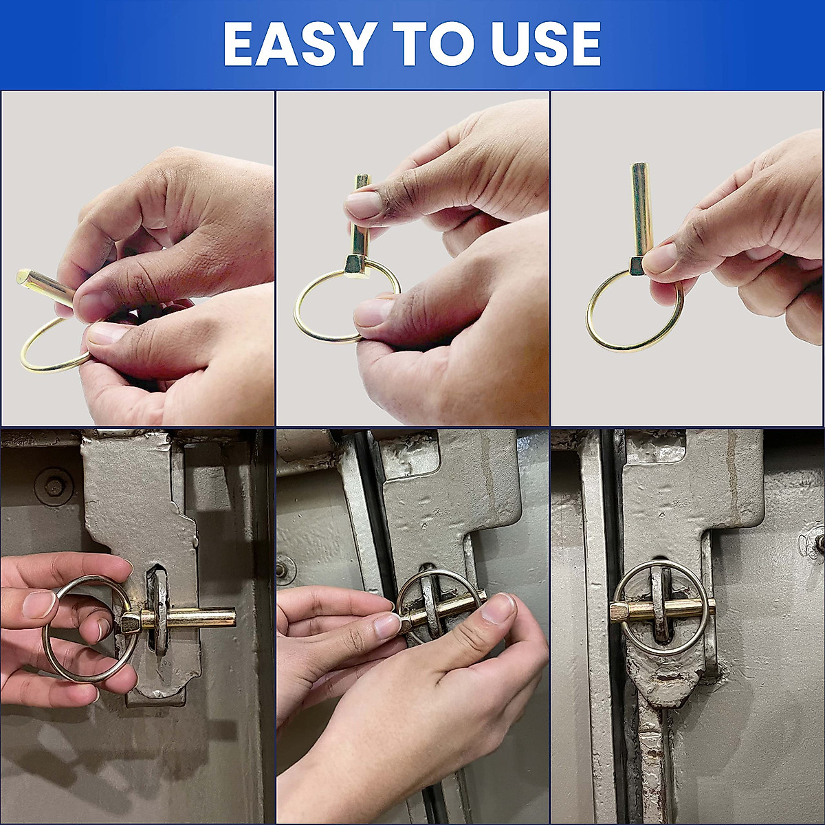 Pinailer 30 Pcs of Lynch Pin Assortment Kit— for Trucks, Tractors, Trolleys, Lawn Mowers, & Trailers of 3/16”x1-7/16”, 1/4”x1-3/4”, 5/16”x1-3/4”, & 7/16”x1-3/4”