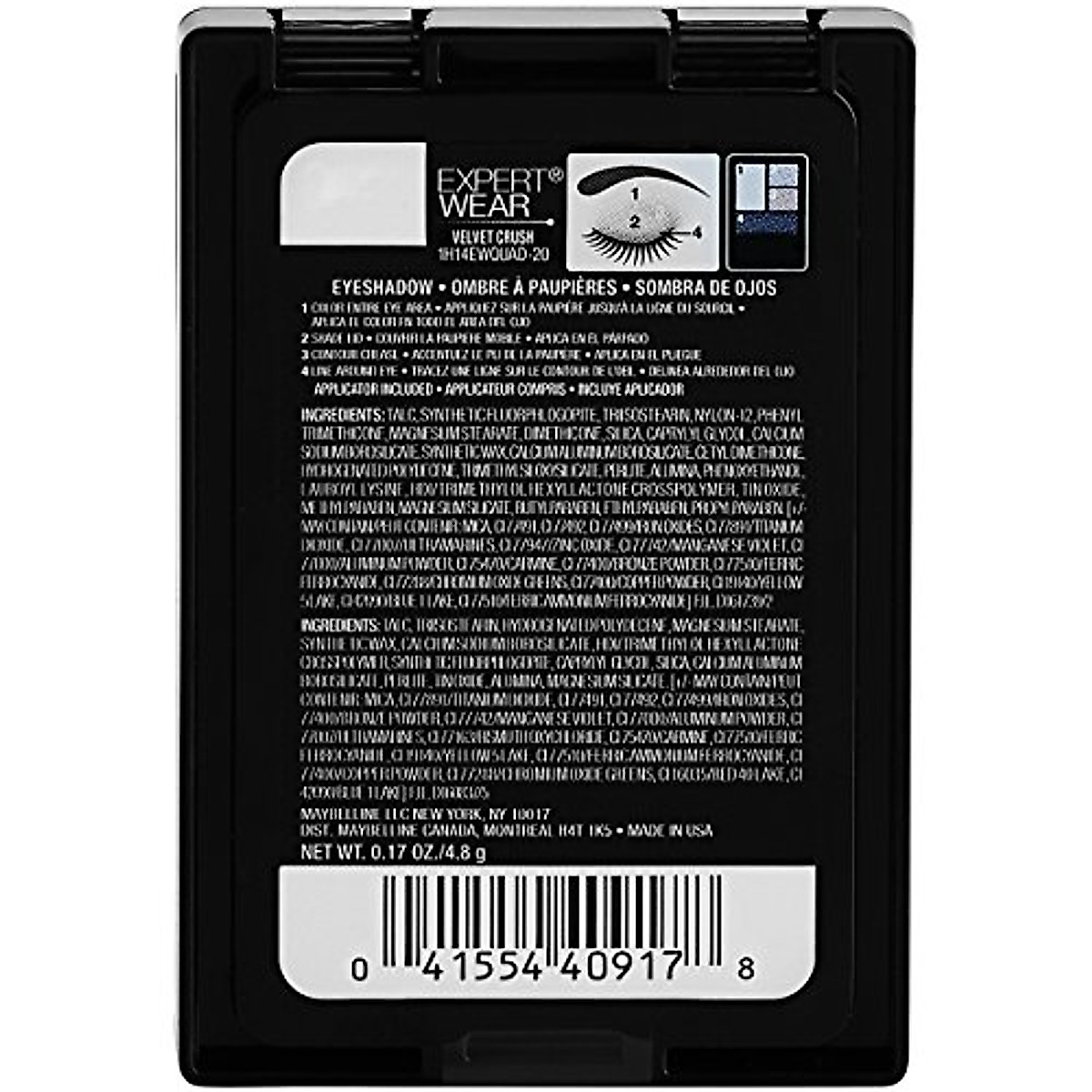 Maybelline New York Expert Wear Eyeshadow Quads, Velvet Crush, 0.17 oz.