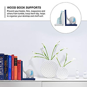 GARNECK Heavy Duty Bookshelf 1 Pair Giraffe Elephant Wooden Bookends Creative Cartoon Animal Bookends Nonskid Stationery Book Supports Kids Gifts Kids Bookshelves