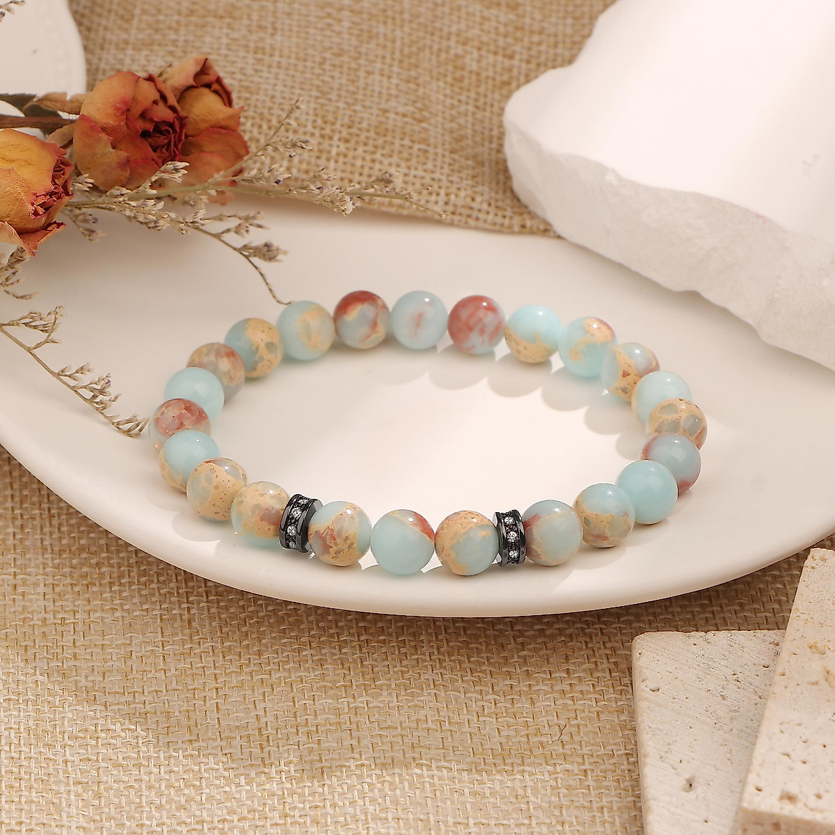 Yiyang 30th Birthday Gifts for Her Women Natural Stone Bracelet 30th Birthday Decorations Card 30 Year Old Female Birthday Gift Ideas for Women Friends Daughter Birthday Gifts for Turning 30 Women