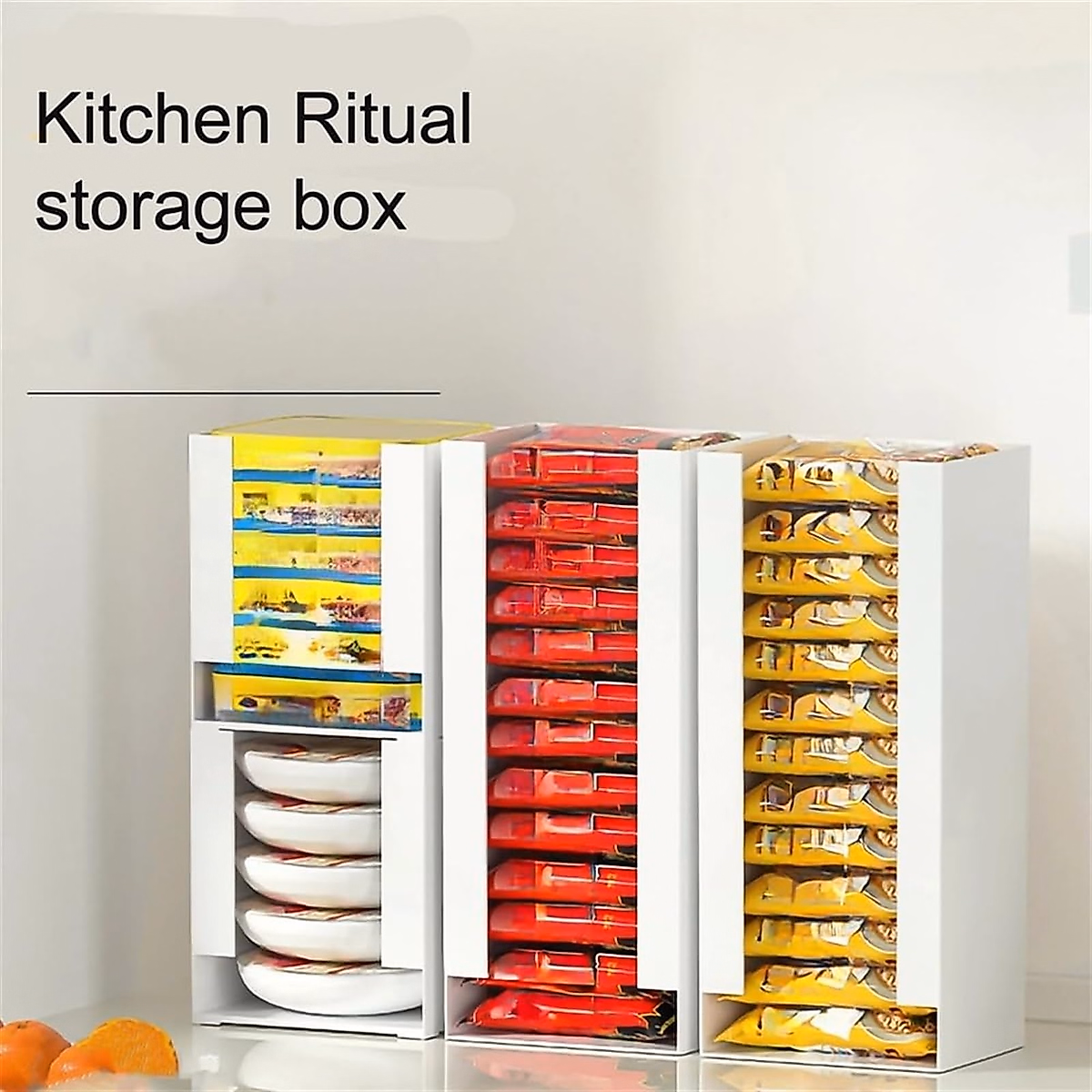 SHANSHUO Multi-Functional Instant Noodle Storage Box ，Kitchen Storage containers，Kitchen Organizer for Ramen Cups Perfect for Pantry Organization and Efficient Food Storage(Large)