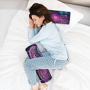 xigua Abstract Pattern Neck Roll Pillow for Neck Relief with Removable Washable Cover - Memory Foam Round Cylinder Bolster, Ergonomically Designed for Head, Neck, Back, and Legs