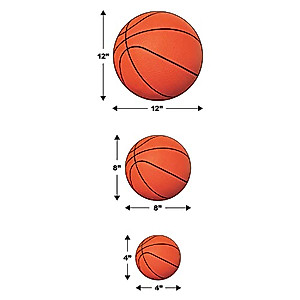 Beistle 40 Piece Printed Paper Basketball Cut Outs-Sports Theme Decorations for Birthday Party Supplies-Bulletin Board Classroom Décor, 4" - 12", Orange/Black