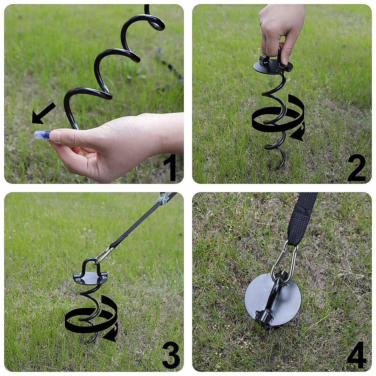 ABCCANOPY 16" Spiral Ground Anchor with Dog Tie Out for Trampoline Anchor