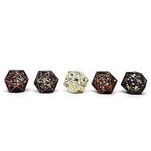 Hollow Dice of Devine Retribution - Metal Polyhedral Dice with Swords and Shields Design (Gun Metal D20)