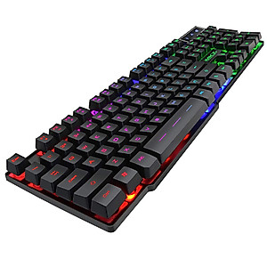 axGear Gaming Keyboard RGB LED Light Backlit Gamer USB Wired Silent Keyboard Noiseless