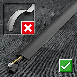 D-Line 6ft Floor Cord Cover, Cable Protector, Hide Extension Cords, Protect Cords, Prevent Cable Trips, Heavy Duty Cord Hider - Cable Cavity = 0.63" (W) x 0.31" (H) - Black