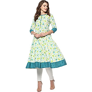 Janasya Indian Tunic Tops Cotton Kurti for Women (JNE2086-KR-389-S)