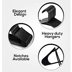 Utopia Home Plastic Hangers 100 Pack - Durable, Slim & Sleek Hangers with Shoulder Grooves - White & Black Clothes Hangers