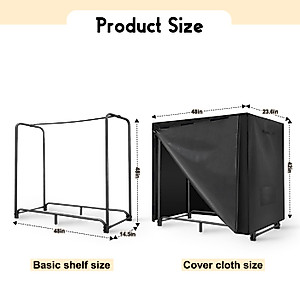 YuAnWe 4 FT Firewood Rack Outdoor with Cover, Heavy Duty Firewood Holder with High Load Capacity, Weather-Resistance, Log Racks Outdoor for Firewood Storage Inside