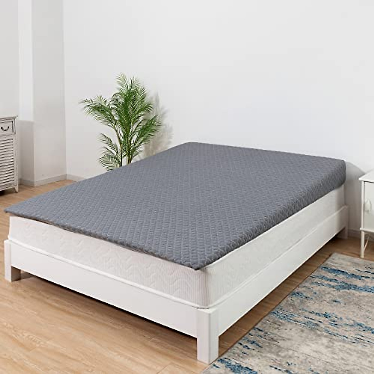 MeMoreCool 3 in 1 Bed Wedge Mattress Topper or Under Bed, 7 Inch Incline Mattress Elevator Base with Washable Knitted Cover, Ideal Wedge Mattress for Acid Reflux/Back Pain/Snoring, Grey, Queen