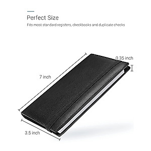 Zreal Checkbook Cover for Men & Women, Premium Vegan Leather Checkbook Holder Slim Wallets for Top & Side Tear Duplicate Checks with RFID Blocking (Matte Black)