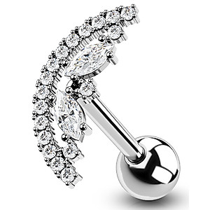 OUFER 16G Helix Piercing Jewelry, 316L Surgical Steel Cartilage Earrings Stud, Clear CZ Tragus Earrings, Conch Lobe Piercing Jewelry for Women Men