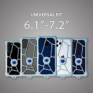 Bone】 Lanyard Phone Bubble Tie 2, Universal Phone Anti-Shock Bumper Case, Adjustable Neck Strap w/Phone Ring Holder for Apple iPhone 12, Samsung Galaxy, Google Pixel, Fits Phones Size 6.1-7.2"- Red