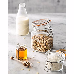 Kilner Square Clip Top Jar, Durable Glass Container with Airtight Seal for Home-canning, Preserving, and Storing, 17-Fluid Ounces