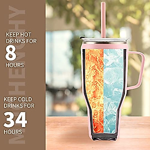 MUCHENGHY 40 oz Tumbler with Handle and Straw Lid, Leak Proof Double Vacuum Stainless Steel Tumblers Insulated Travel Coffee Mug with Lids Black