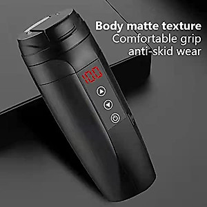 SEADEAR Car Heated Mug, Stainless Steel Insulated Mug Electric Smart Coffee Mug Electric Mug Car LCD Electric Display Water Mug 12V/24V Travel Thermos Water Heater Thermos for Coffee Tea Milk Black