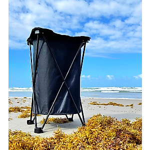TrashMigo Portable Trash Can - Collapsible, Indoor/Outdoor Trash Bag Holder for Garbage - Durable Trashcan for Beach, Camping, Tailgate, Picnic and More... (Black) (01)