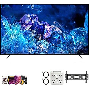 Sony XR65A80K Bravia XR A80K 65" 4K HDR OLED Smart TV (2022 Model) Bundle with Premiere Movies Streaming + 37-100 Inch TV Wall Mount + 6-Outlet Surge Adapter + 2X 6FT 4K HDMI 2.0 Cable