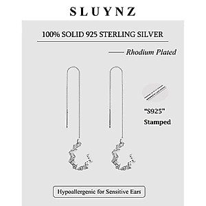 SLUYNZ 925 Sterling Silver Wave Cuff Earrings Wrap Tassel Earrings for Women Threader Earrings Chain