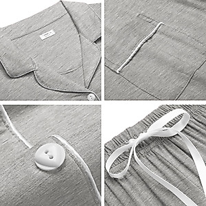 SWOMOG Womens Button Down Pajamas Set Short Sleeve Sleepwear Bride Soft Pj Lounge Sets XS-3XL Grey Medium