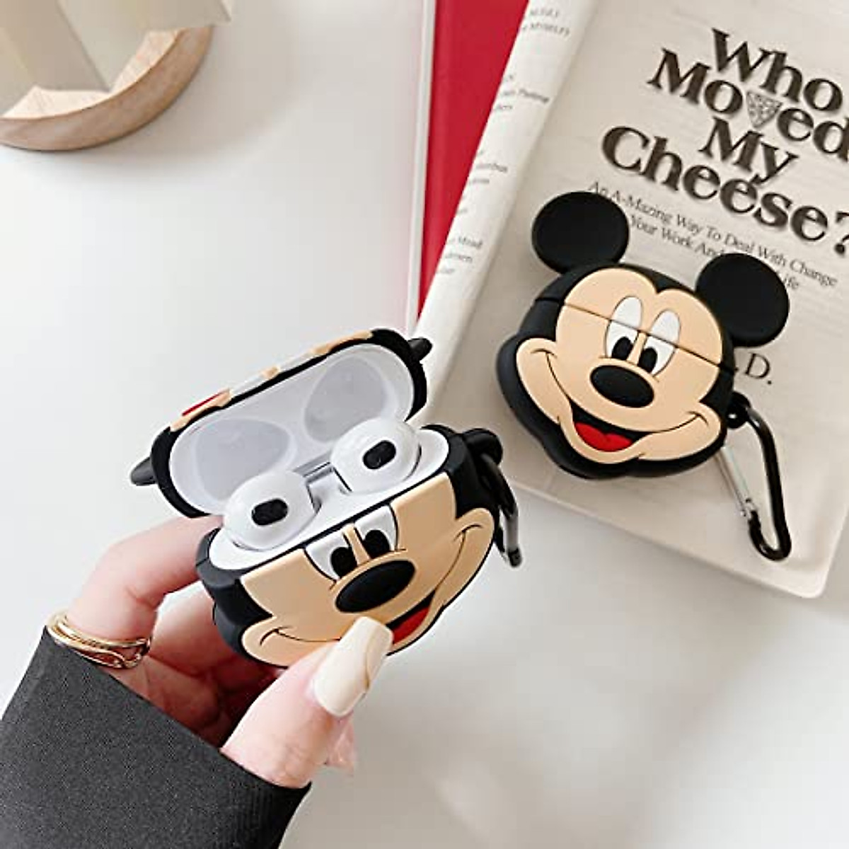 COCOMII Cartoon Case Compatible with AirPods 3 - Silicone, Slim, Matte, Cute Funny Animated, Anxiety & Stress Relief, Keychain Ring, Fingerprint Resistant, Anti-Scratch, Shockproof (Minnie Face)