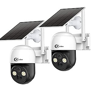 XVIM 2PCS Solar Security Cameras Wireless Outdoor, 2.5K Pan/Tilt Wireless Outdoor Cameras for Home Security, WiFi Rechargeable Battery Surveillance Cameras, PIR Detection, 2-Way Audio, Cloud/SD