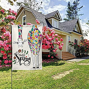 Spring Garden Flags 12x18 Double Sided Giraffe Welcome Spring Yard Flag for All Seasons Lawn Sign Outside Garden Yard Lawn Patio Decor