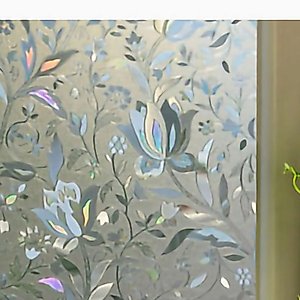 Frosted Glass Window Film Static Clings Non Adhesive Opaque Heat Control Removable,Window Privacy Film,Static Clings Removable Frosting Bathroom Door Window Covering, Non Adhesive