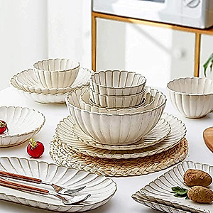 Porcelain Plate and Bowl Set,Dinnerware Set for Home or Special Restaurant, 26 Pcs Dinnerware Sets, Porcelain Tableware Set with Plates and Bowls, White Ceramic Dinner Set for Home Kitchen and Dinnin