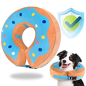 Inflatable Dog Collar Dog Donut Cone Collar Soft Recovery Pet Cone for Small Medium Large Dogs Cats Adjustable Donut Cone for Post Surgery Recovery-XL