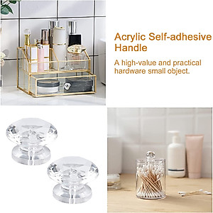 MOROBOR Mini Acrylic Pull Knobs, 24pcs Diamond-Shaped Self Stick Knobs No Drilling Clear Acrylic Self Adhesive Knobs for Mirror Closet Box Gift Case and Other Small Furniture
