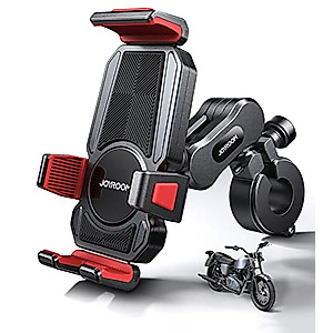 JOYROOM Aluminum Alloy Motorcycle Phone Mount with Vibration Dampener, Motorcycle Phone Holder for Motorcycle Harley Bike Bicycle Scooter ATV/UTV, Compatible with iPhone, Samsung, All Cell Phones