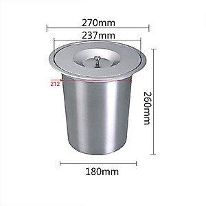 iDili 8L Kitchen Cabinet Countertop Built-in Stainless Steel Trash Can, Flush Recessed Dustbin Eco-Friendly Hidden Embedded Trash Bin